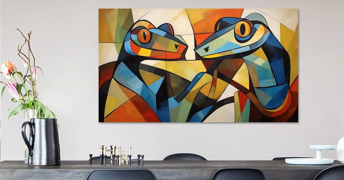 Abstracte hagedissen kubisme panorama van TheXclusive Art op canvas, behang en meer